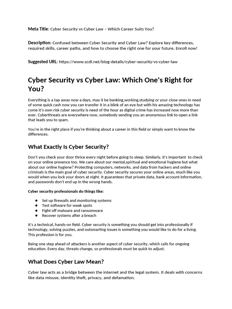 Cyber Security Vs Cyber Law - Which One's Right For You | PDF ...