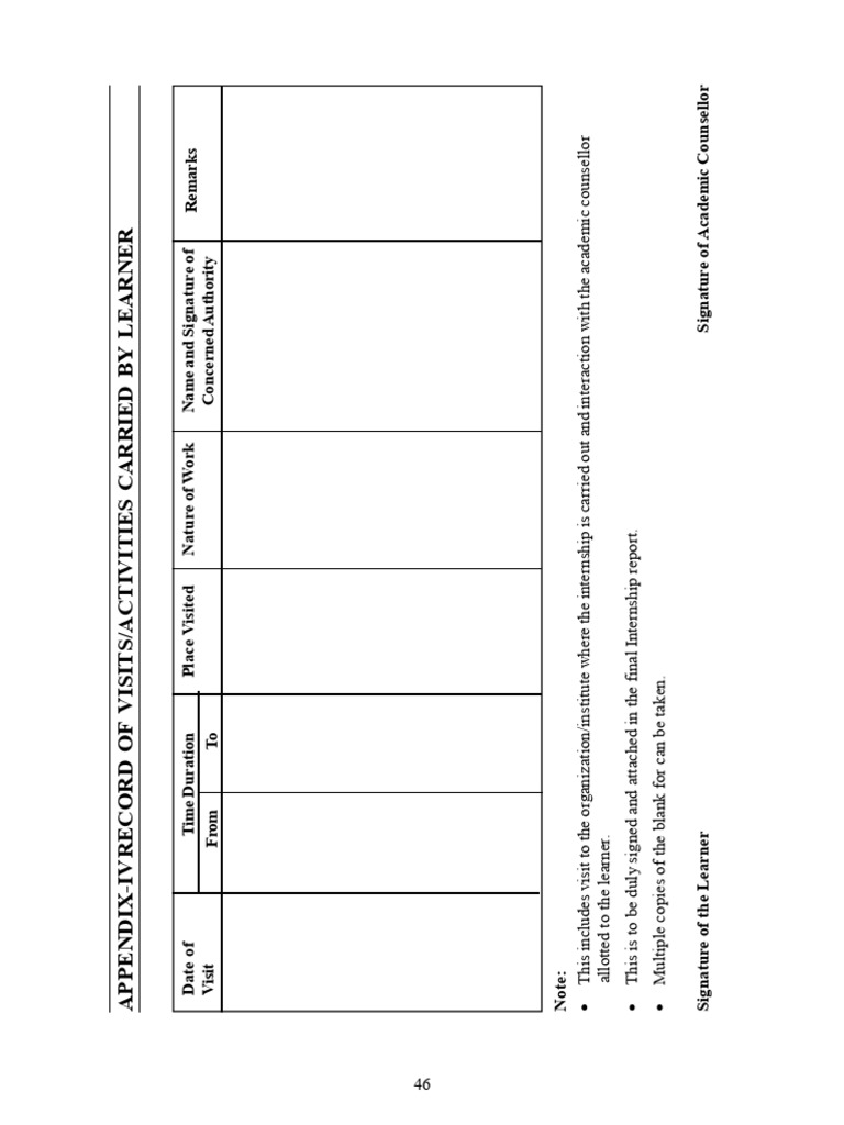 Internship Visit Record Template | PDF