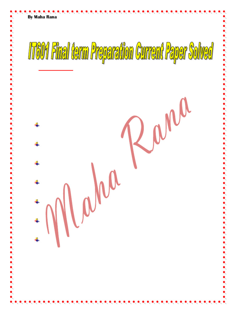 IT601 Final Term Current Papers Solved by Maha (2) | PDF | Osi Model | Computer Network