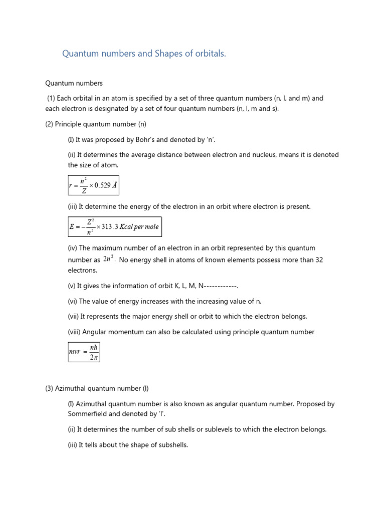 13 - JEE - Chemistry - Atomic Structure - Quantum Numbers and Shapes of ...