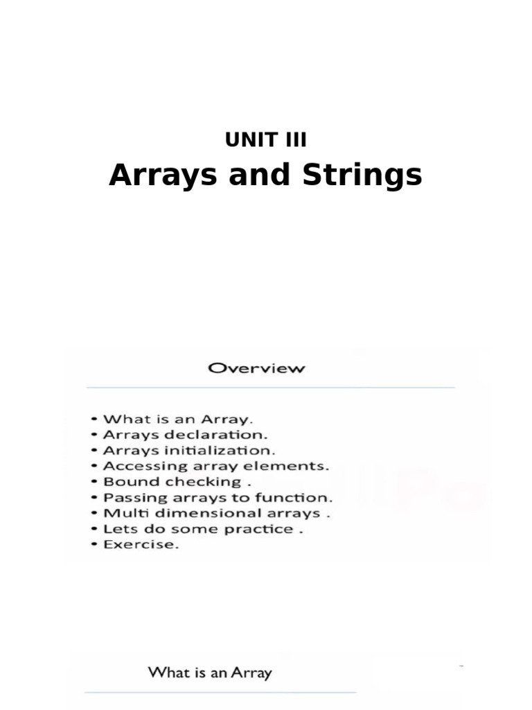 Unit 3-Arrays in C | PDF