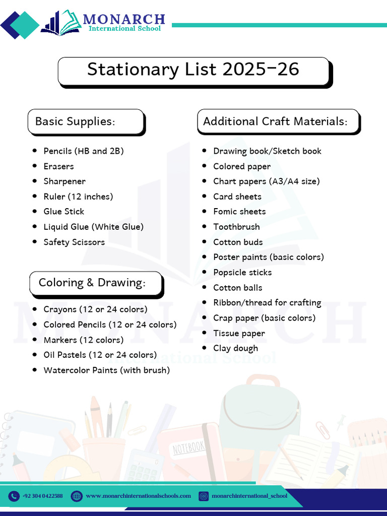 Stationary List 2025-26 | PDF