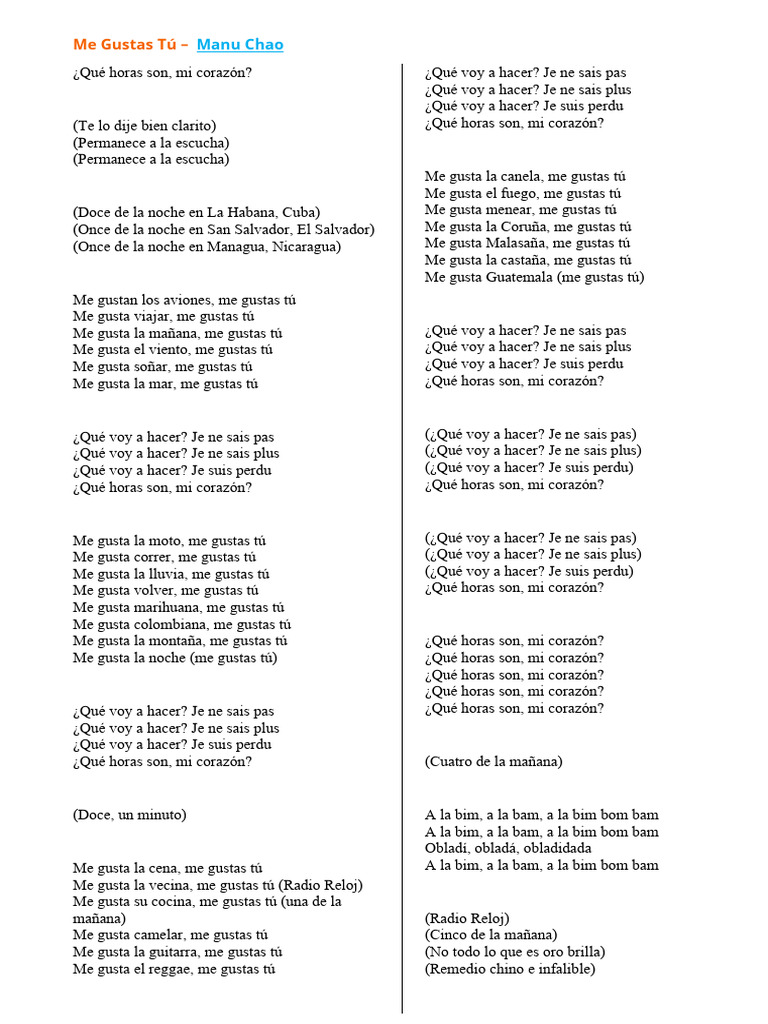 Me Gustas Tú | PDF