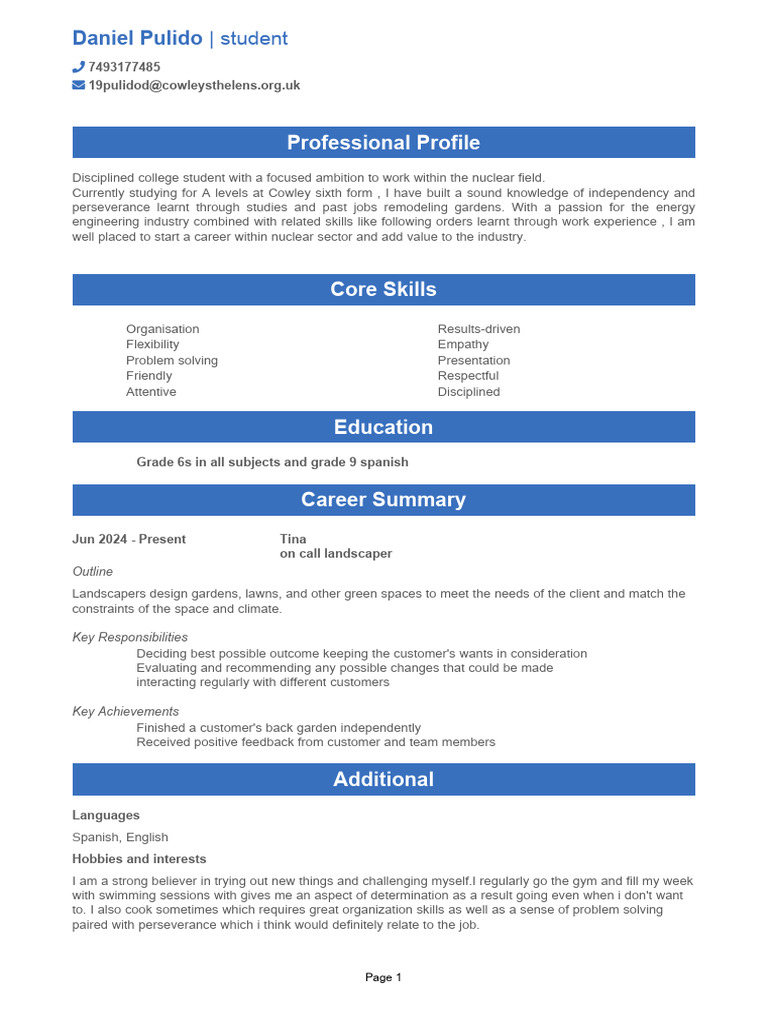 Daniel Pulido CV | PDF