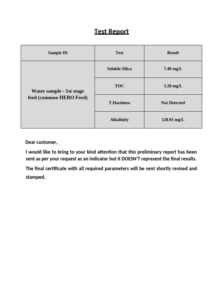 Water (1) - 1st Stage Feed (Common HERO Feed) - Aquatech International ...
