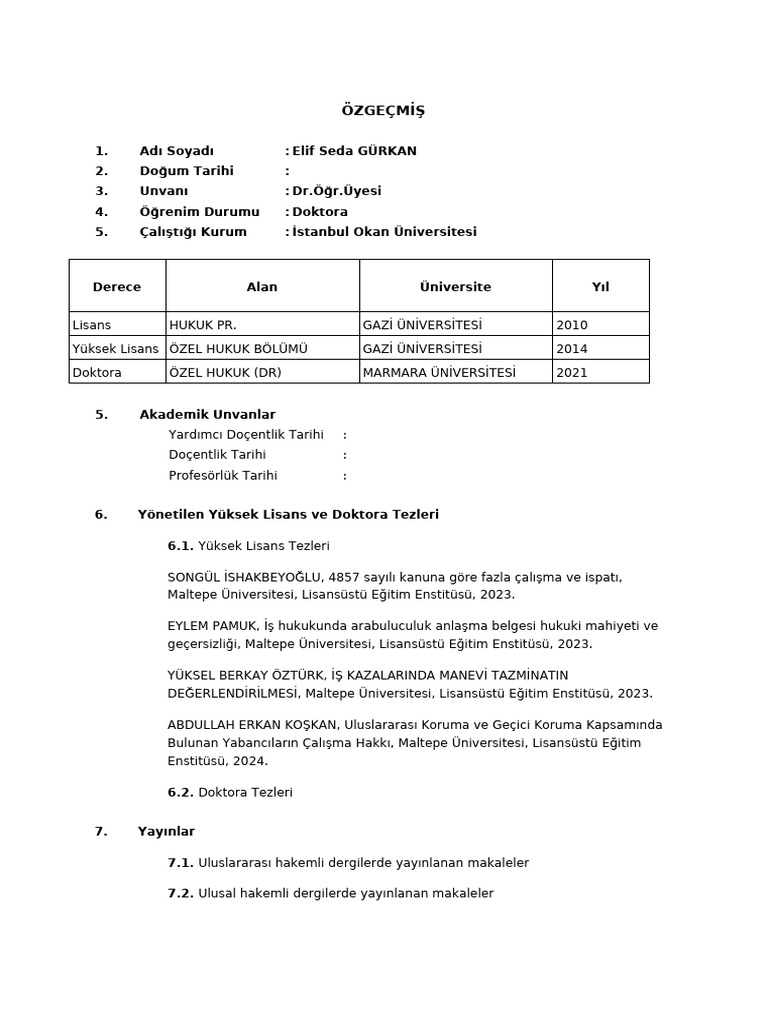 Elif Seda Gurkan CV TR | PDF