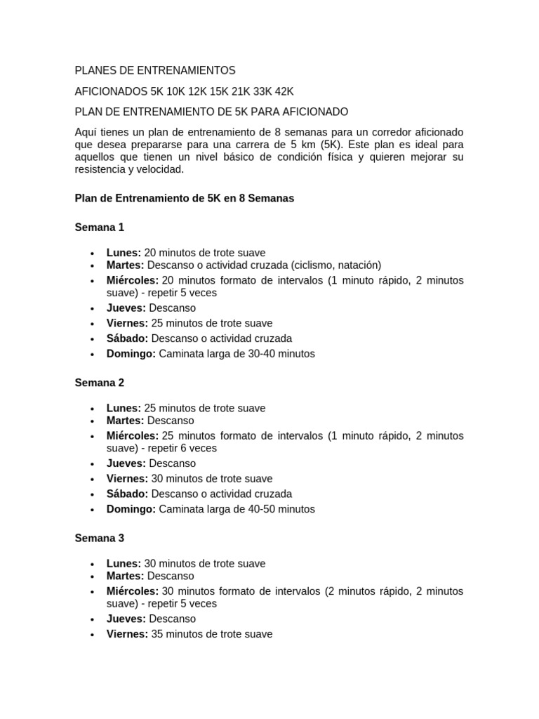 Planes de Entrenamientos Running o Maraton | PDF