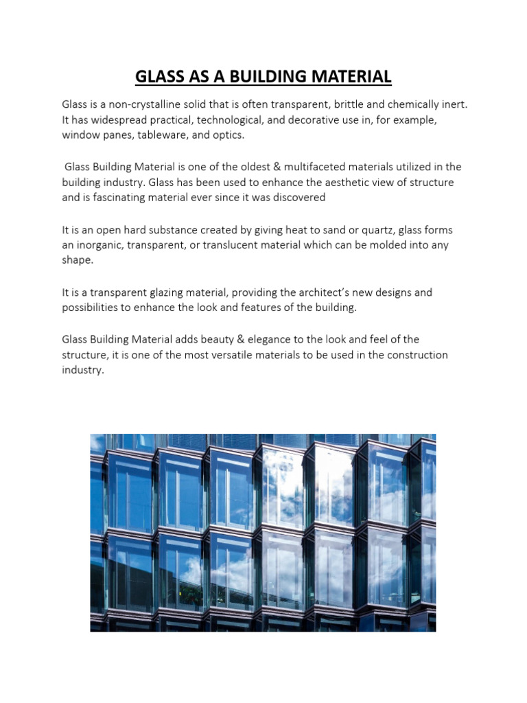 Glass: A Versatile Building Material | PDF | Glasses | Materials