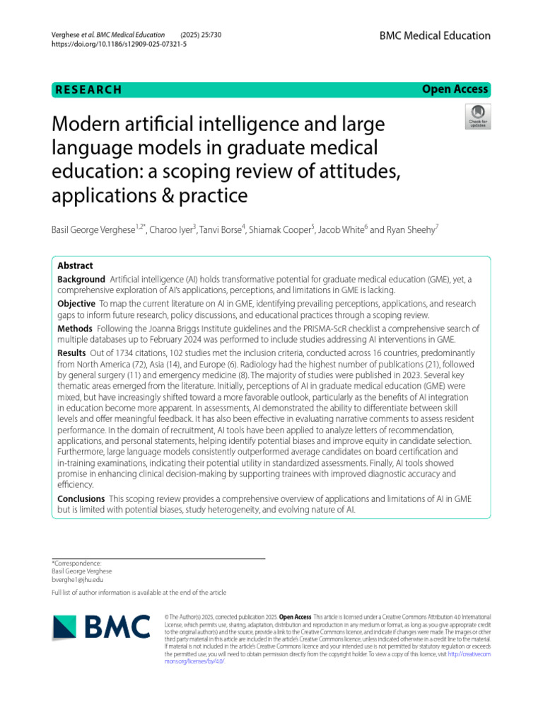 AI+Graduate Medical Education-Scoping Review | PDF | Systematic Review | Artificial Intelligence