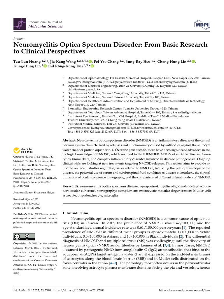 Neuromyelitis Optica Spectrum Disorder From Basic | PDF | Interleukin 6 | Macrophage