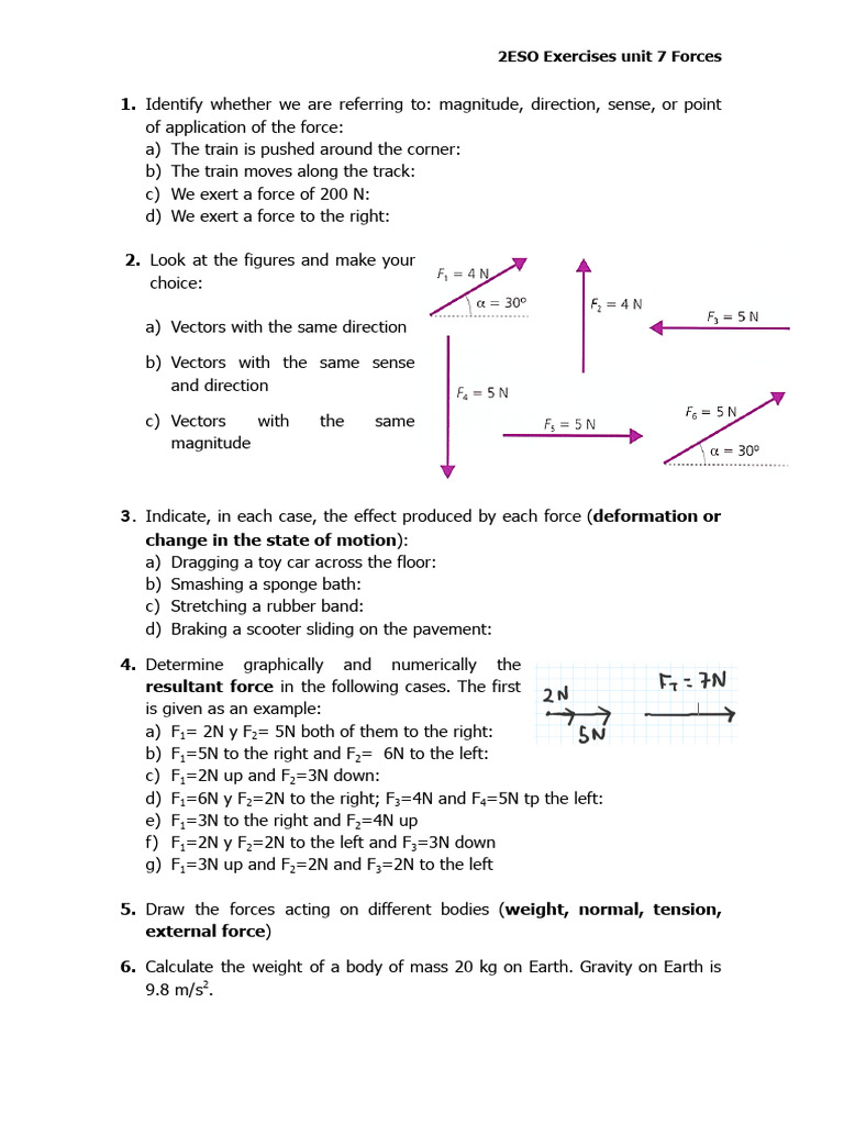 Forces and Weight Calculations 2ESO | PDF | Weight | Force