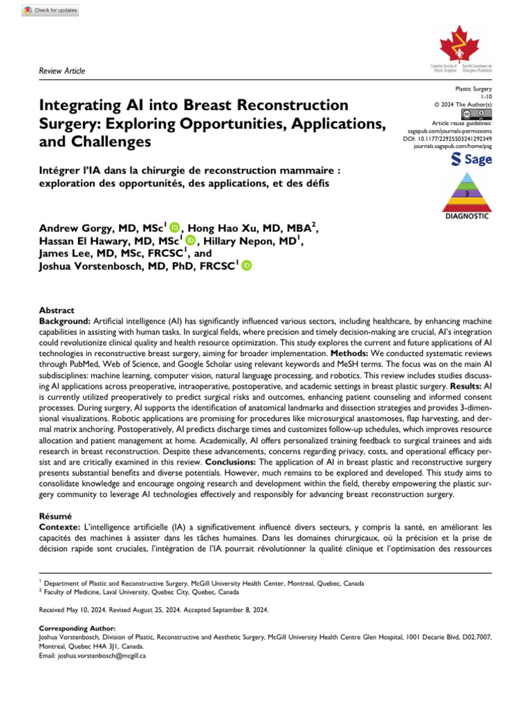 2024 Integrating Ai Into Breast Reconstruction Surgery Exploring ...