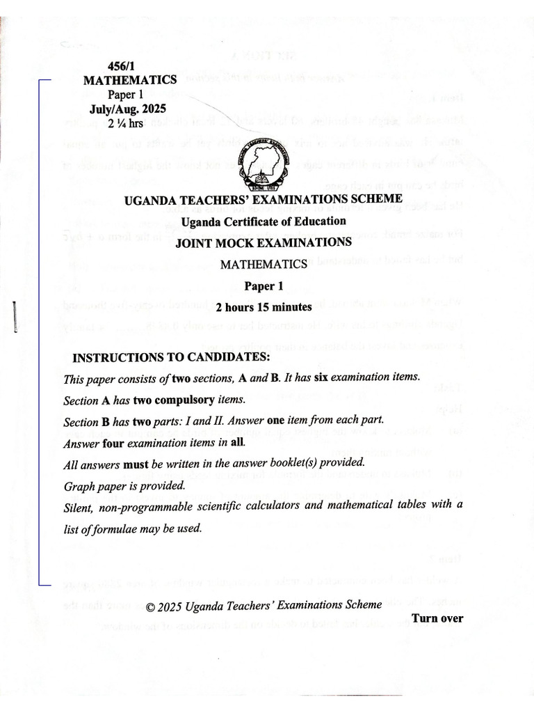 Utes Mock 2025 Past Papers Download | PDF