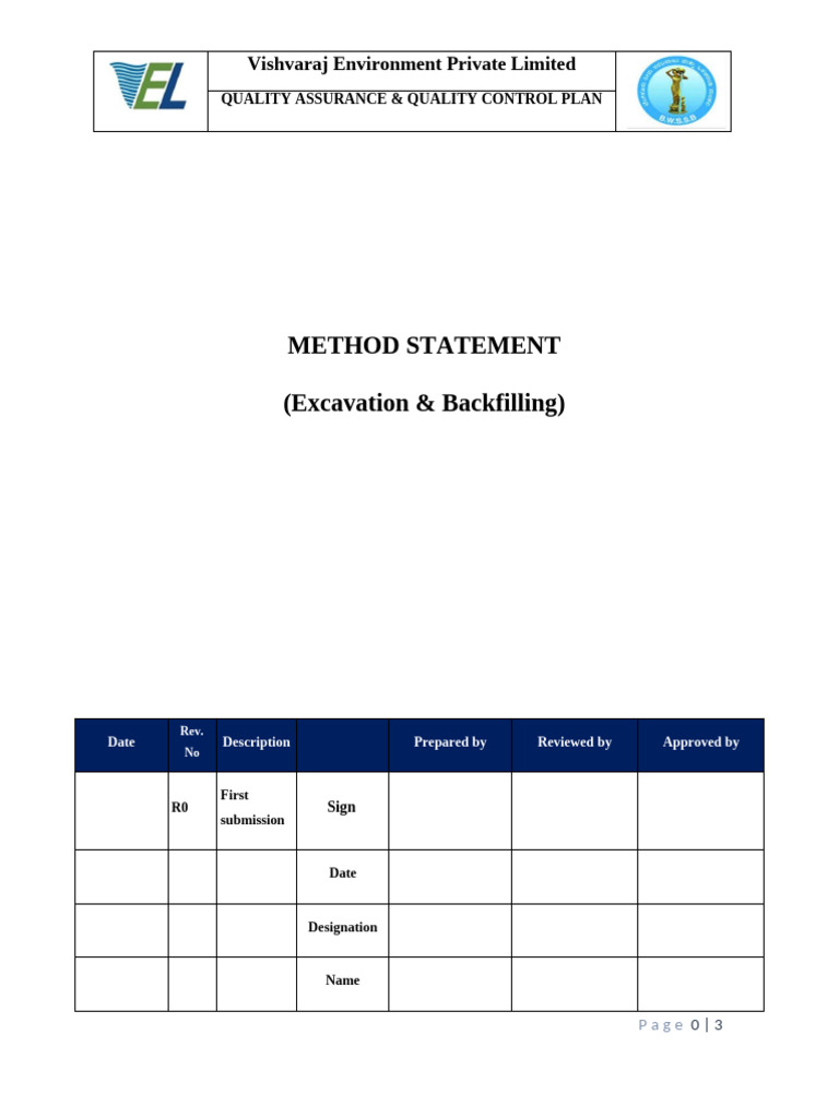 2.2. Method Statements For Excavation & Backfilling | PDF