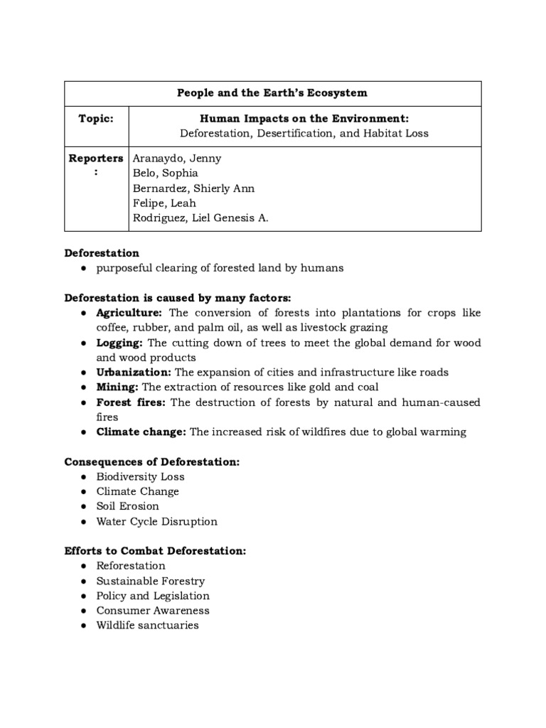 Human Impacts On The Environment - Deforestation, Desertification, and ...