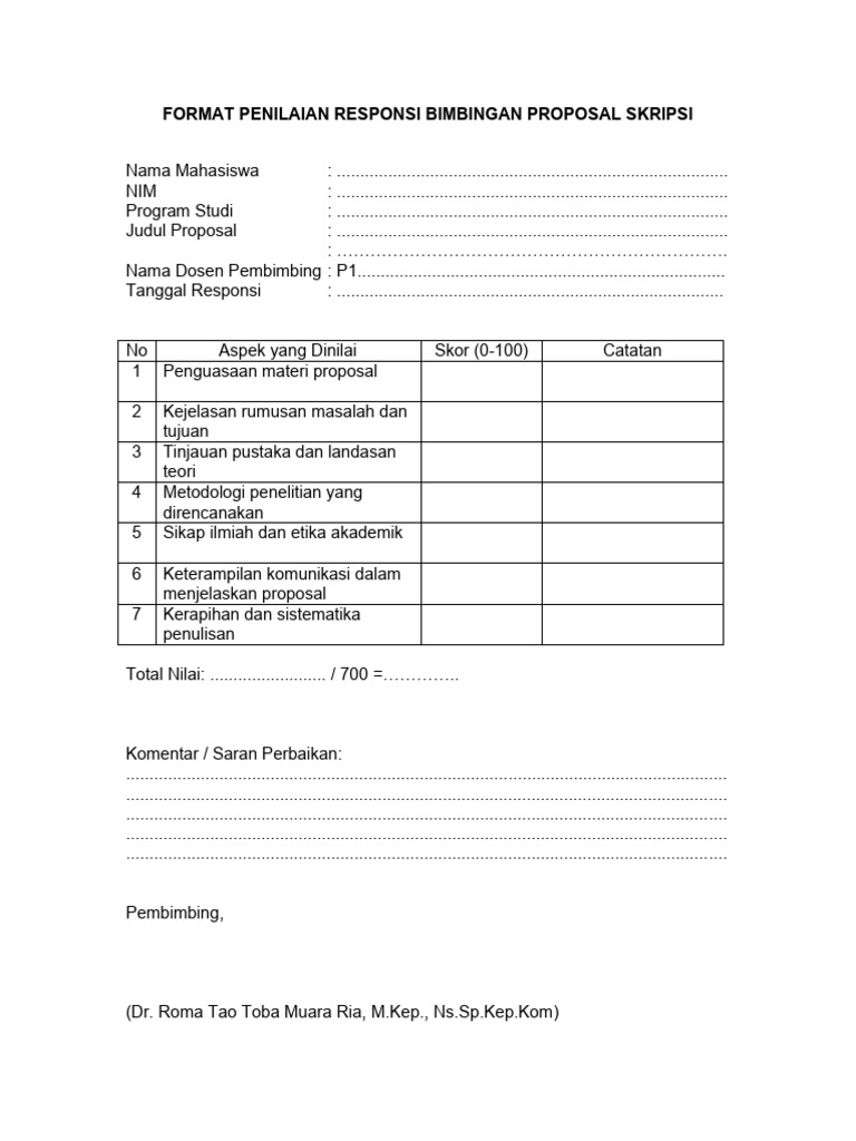 Format Penilaian Responsi | PDF