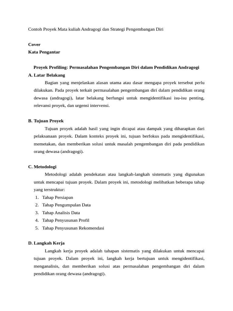 Contoh Proyek Andragogi Pendidikan Dewasa | PDF
