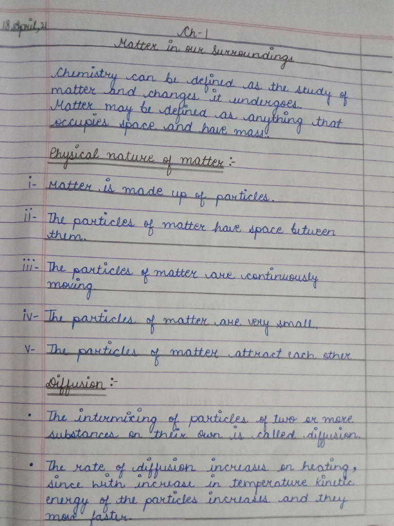 Ch-1 (CHEMISTRY) (Notes) Name-Harnoorpreet Kaur Class-9 (Diamond) | PDF