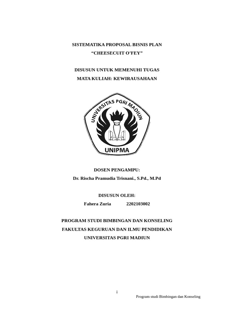 Sistematika Proposal Bisnis Plan | PDF