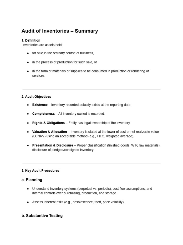 Inventory Audit Overview and Procedures | PDF