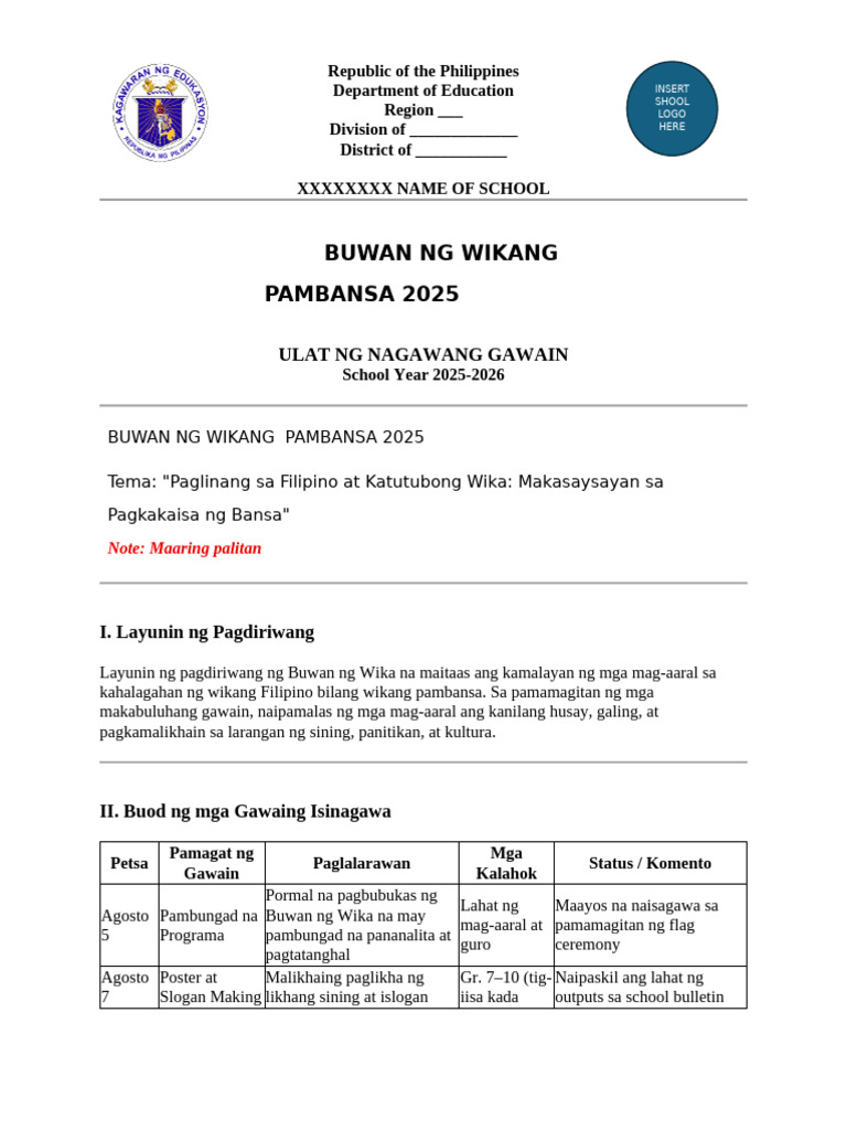 BW Accomplishment Report | PDF