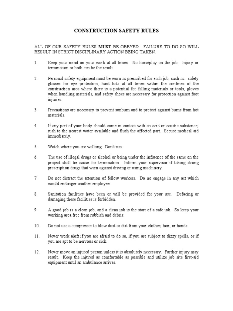 Construction Site Safety Rules | Download Free PDF | Scaffolding | Wellness