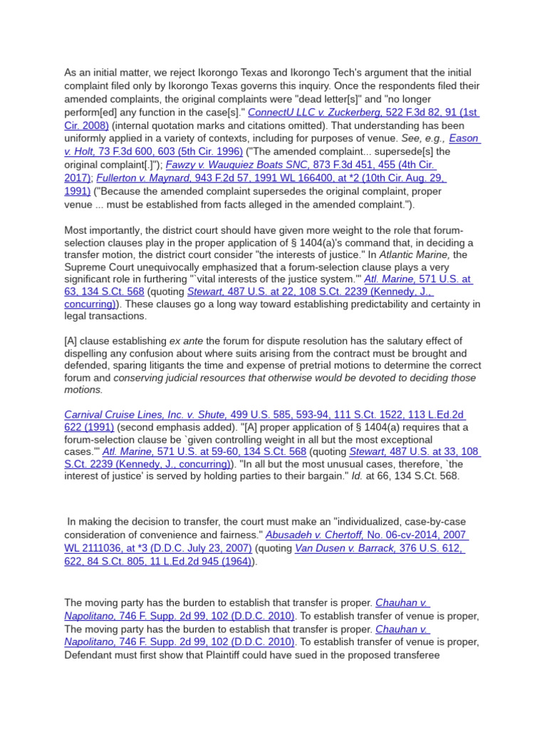 Venue Transfer and Forum-Selection Clauses | PDF | Federal Judiciary Of ...
