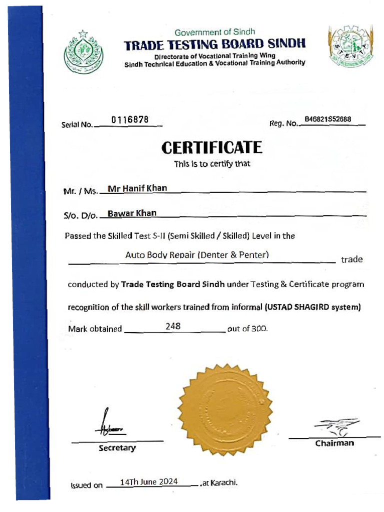 Hanif Certificate | PDF
