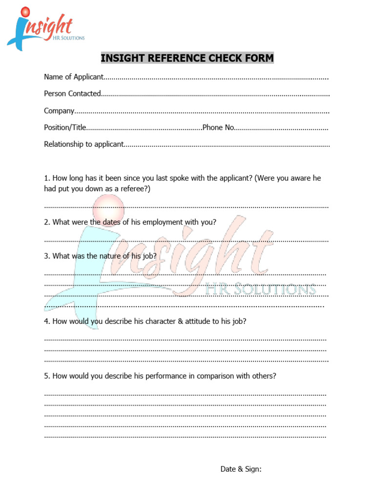 Insight HR Reference Check Form 241106 151756 | PDF