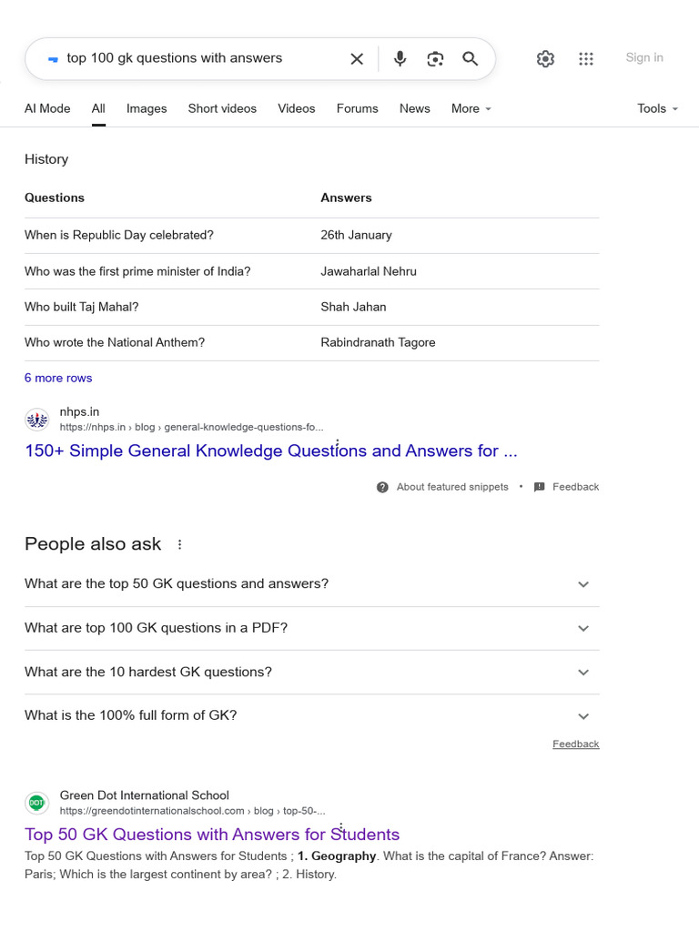 Top 100 GK Questions with Answers | PDF