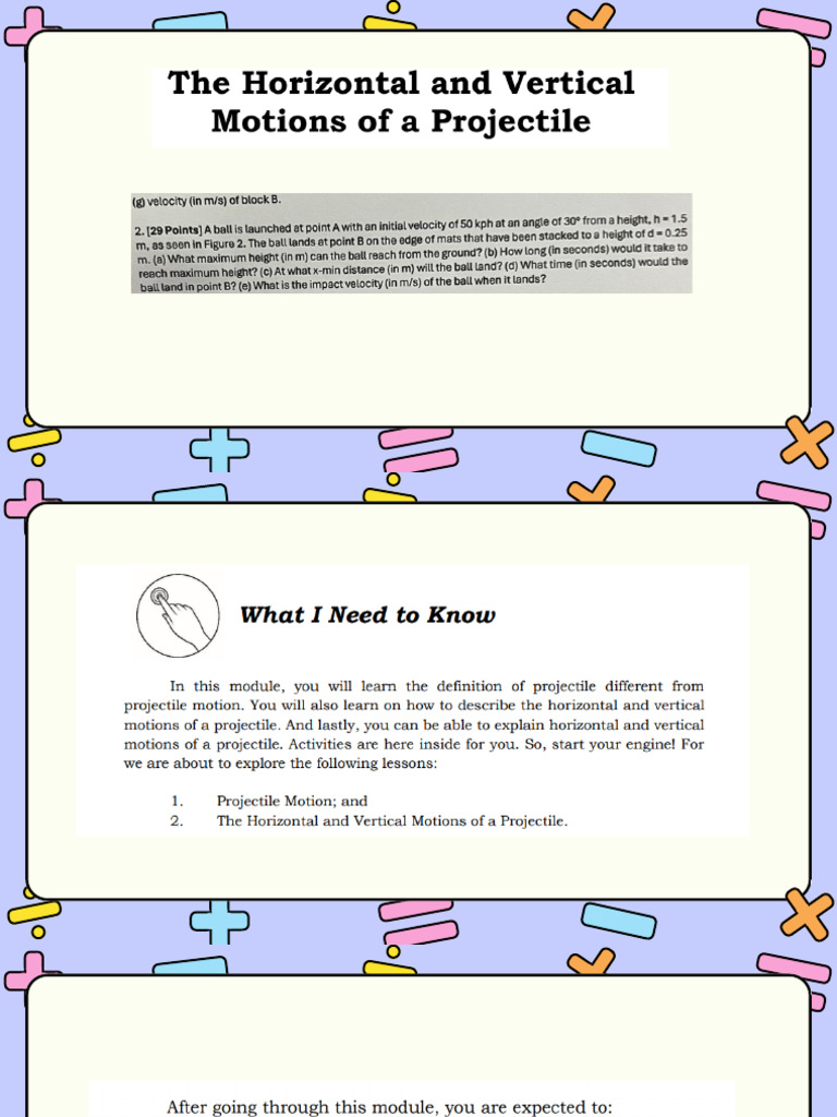 The Horizontal and Vertical Motions of A Projectile 1 | PDF
