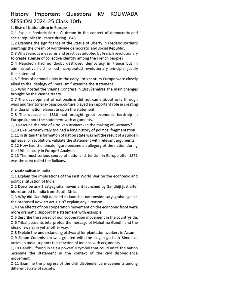 History Class 10th 2024-25 | PDF | Nationalism | Mahatma Gandhi