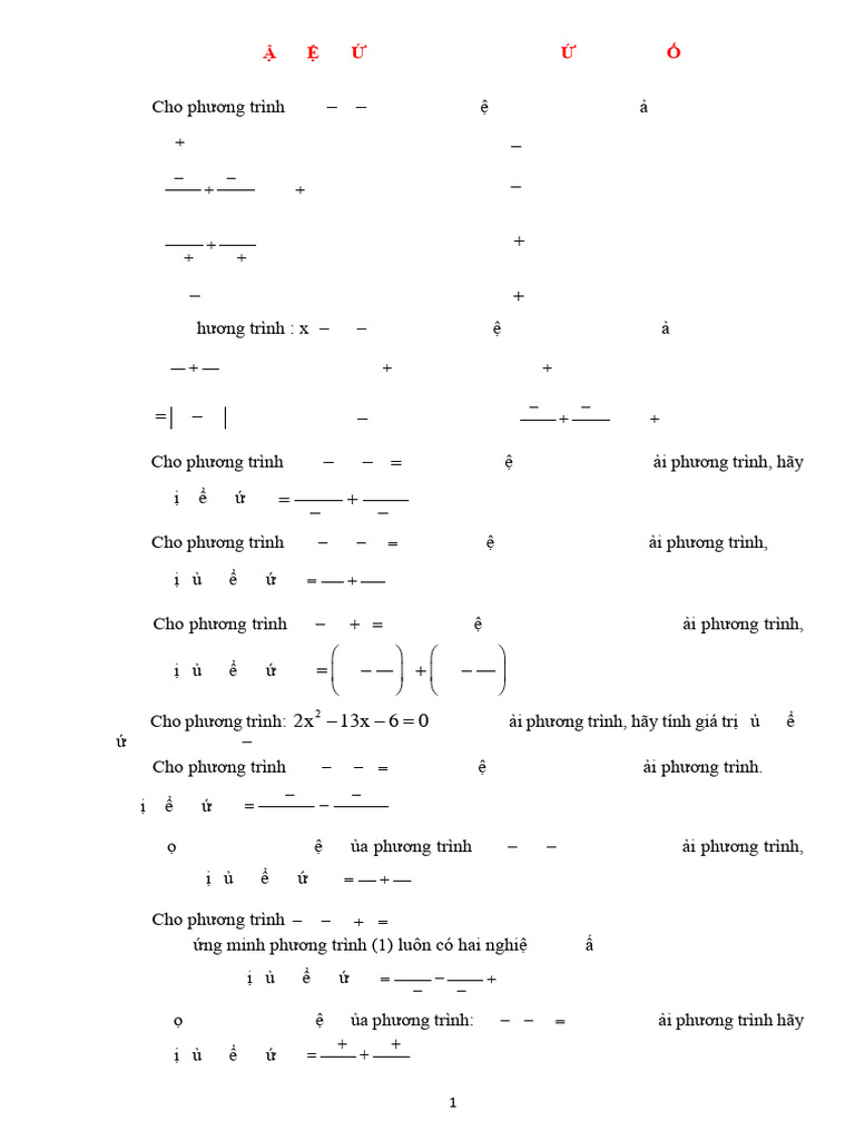 On Tap He Thuc Viet Khong Co Chua Tham So | PDF