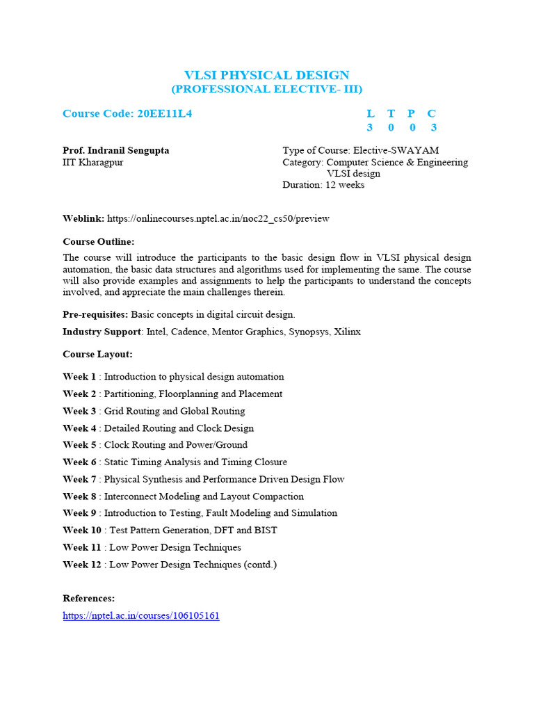 Pe III 20ee11l4 Vlsi Physical Design | PDF