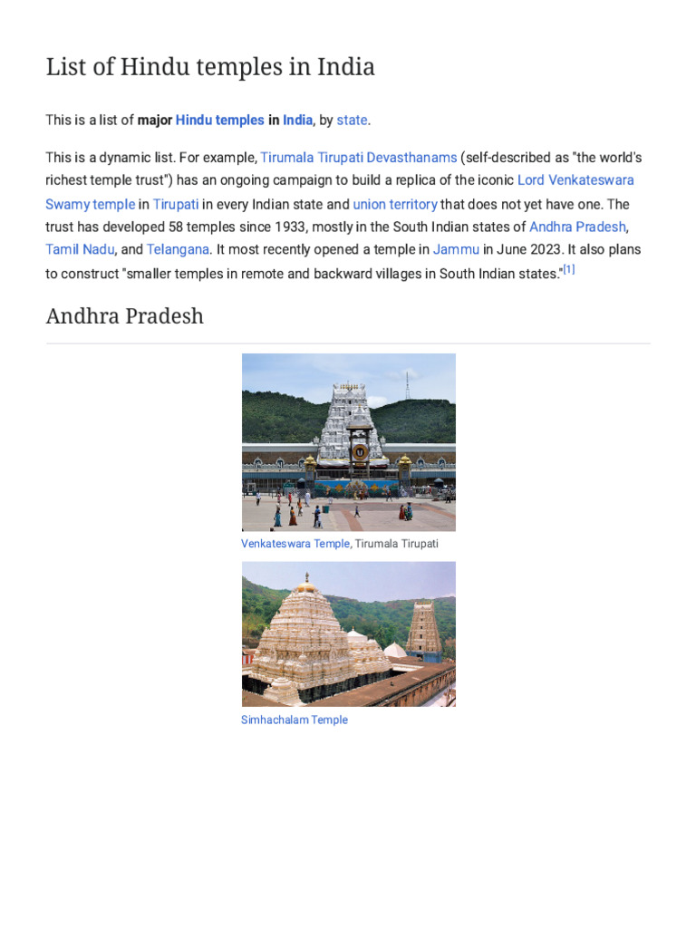 List of Hindu Temples in India - Wikipedia | PDF | Hindu Tantra ...