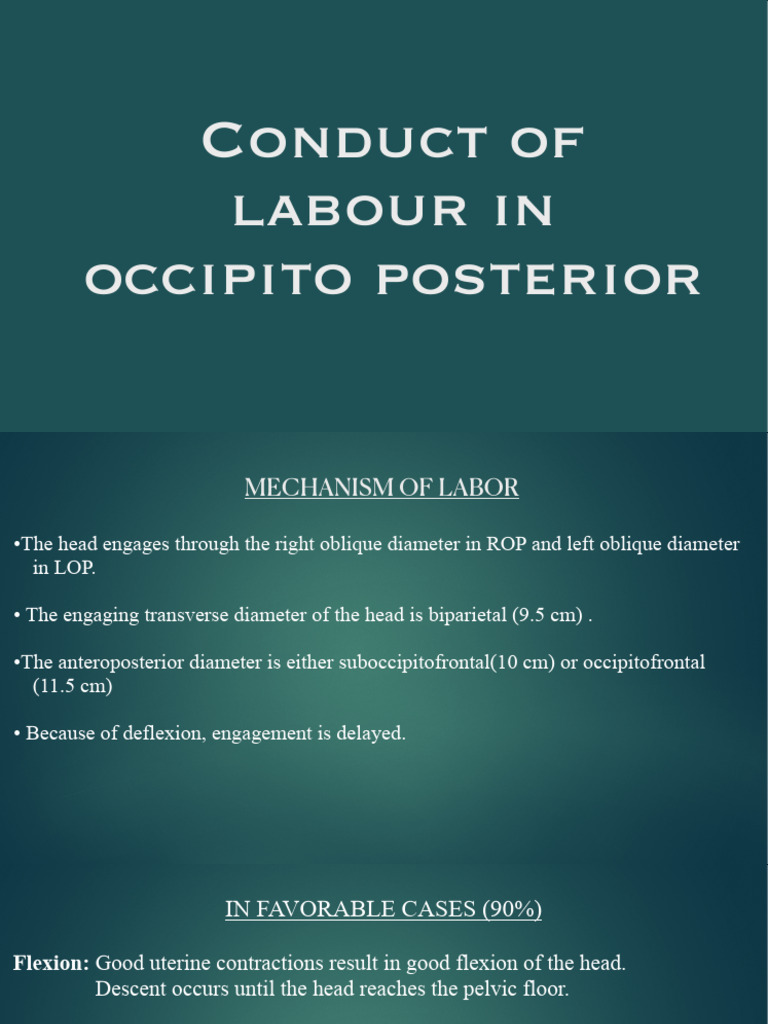 Occipito Posterior Labor Mechanism Guide | PDF | Childbirth | Pelvis