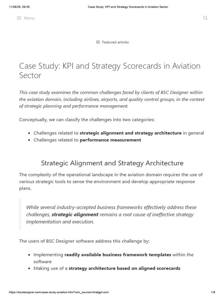 Aviation KPI Strategy Scorecards Case Study | PDF | Performance ...