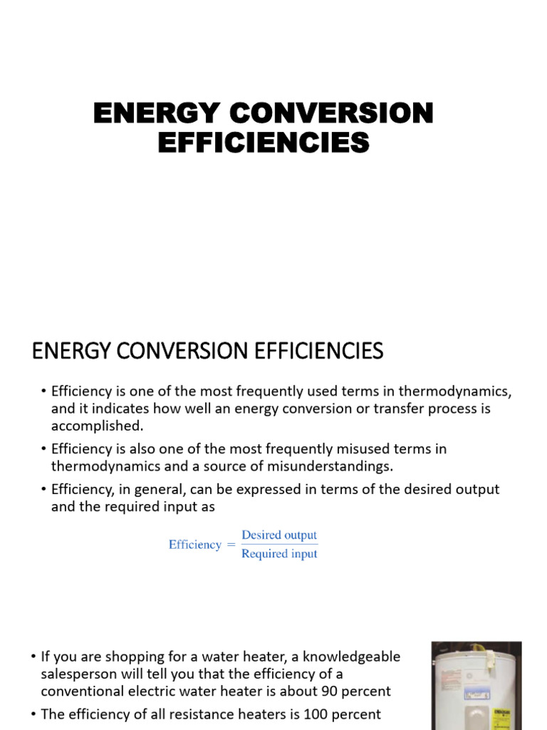 Energy Conversion Efficiency Explained | PDF | Water Heating | Heat