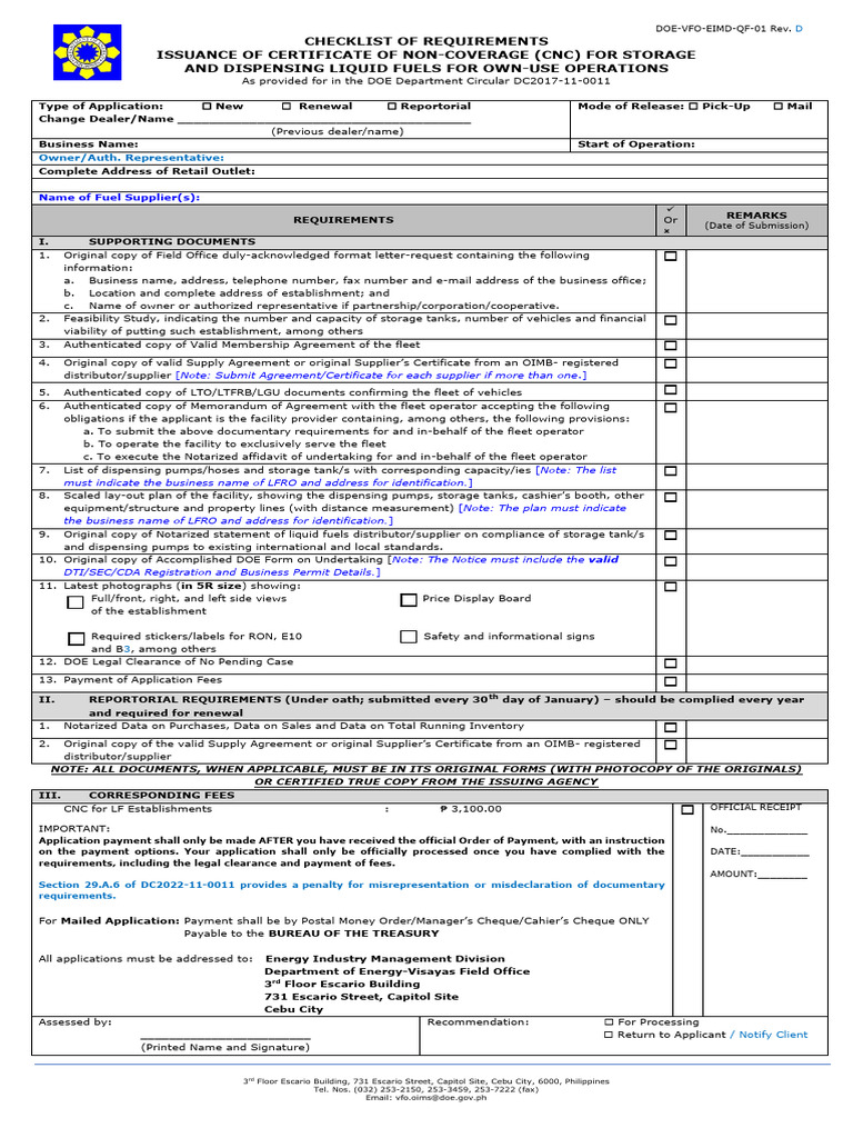 Certificate of Non-Coverage (CNC) LF Checklist Rev. D | PDF | Notary Public