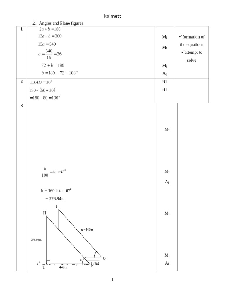 Angles and Plane Figures Calculations | PDF