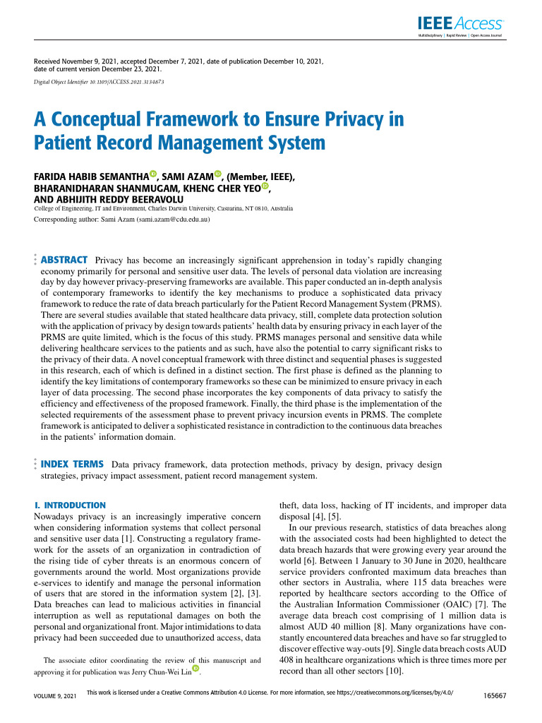 A Conceptual Framework To Ensure Privacy in Patient Record Management ...