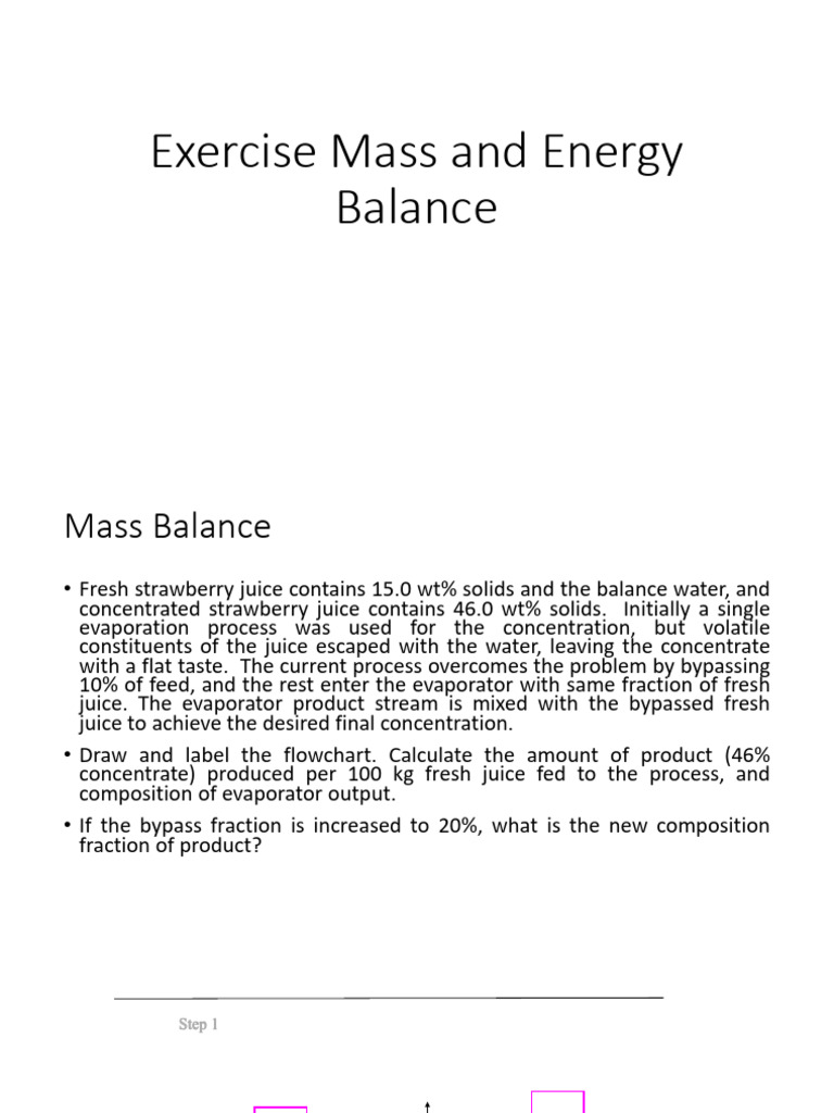Exercise Mass and Energy Balance | PDF | Heat | Enthalpy