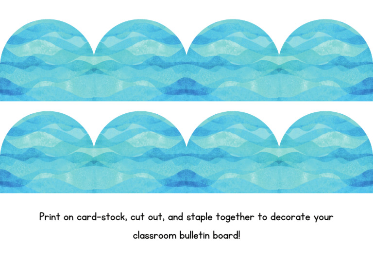 Wavy Blue Scalloped Bulletin Board Border Poster in Watercolor Style ...