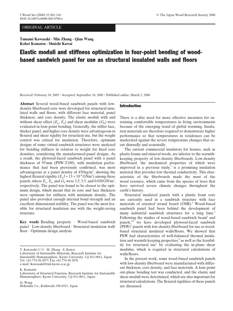 2005 Elastic Moduli and Stiffness Optimization in Four-Point Bending of ...