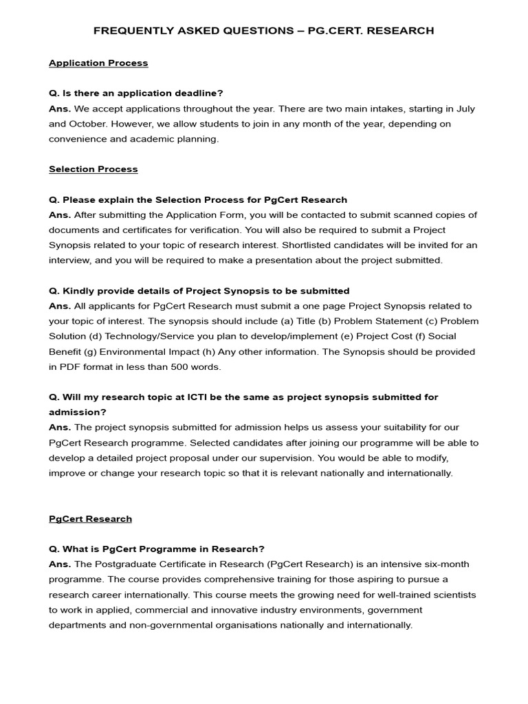 FAQ - PgCert Research | PDF | Doctor Of Philosophy | University