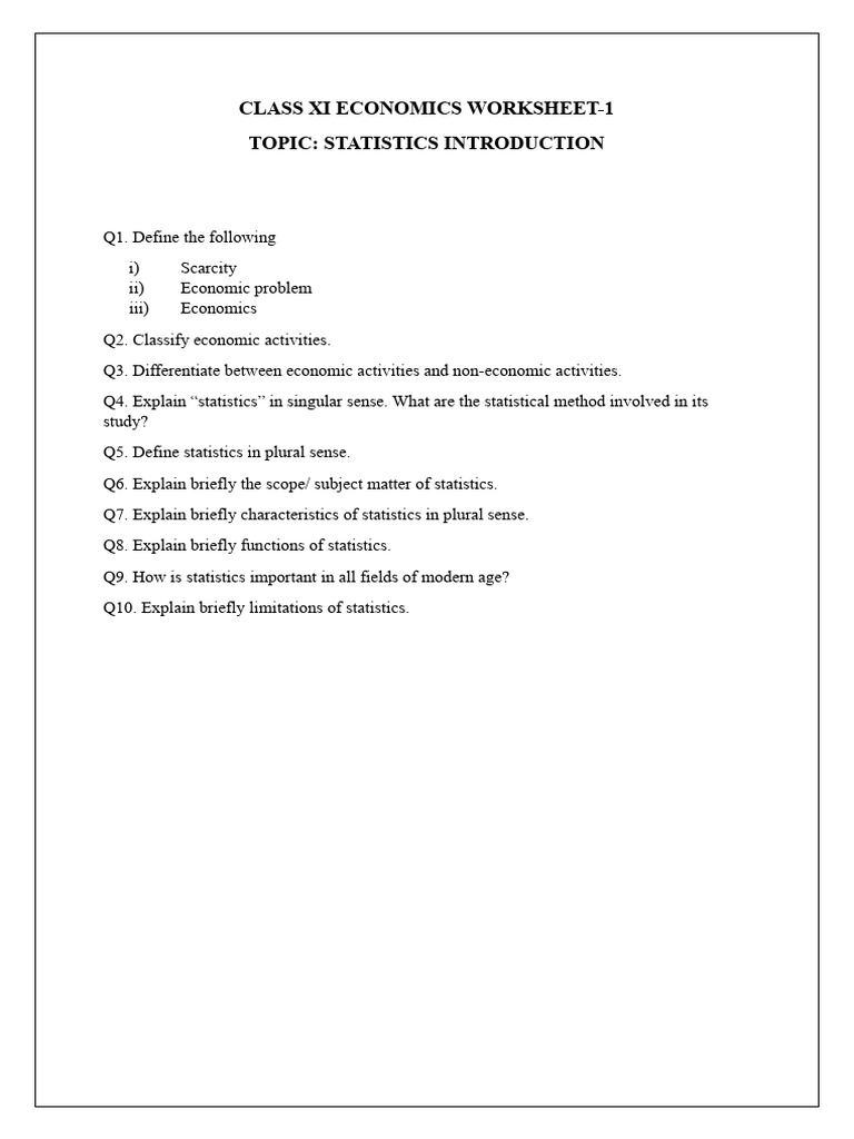 Class XI Economics: Statistics Overview | PDF