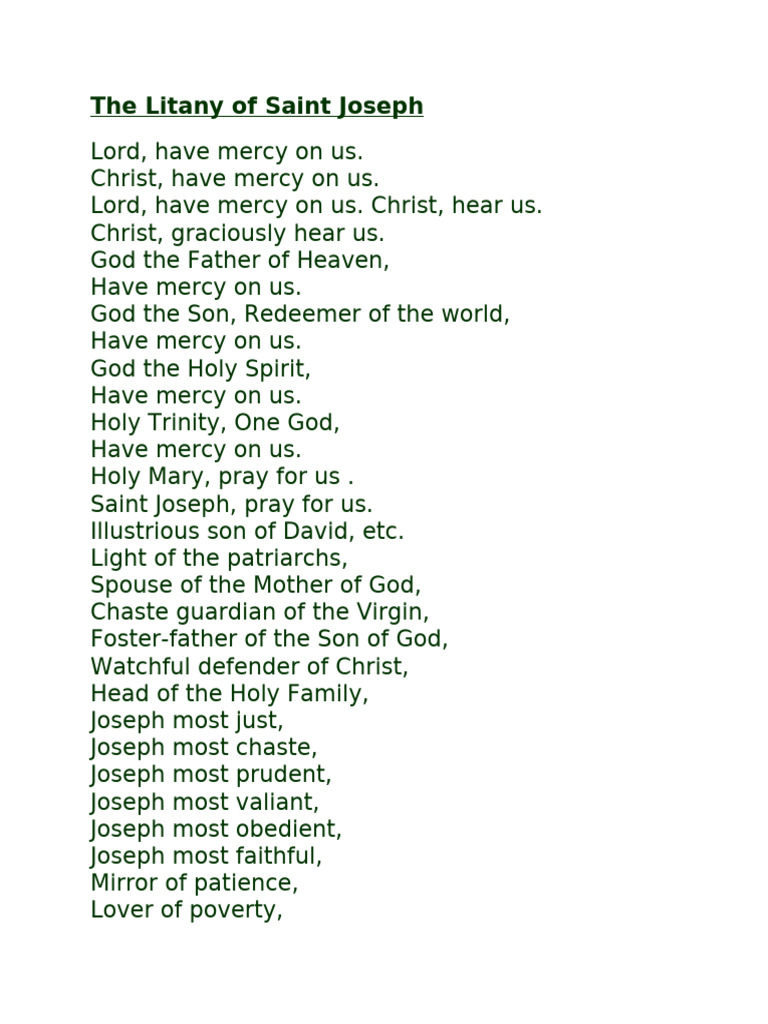 The Litany of Saint Joseph | PDF