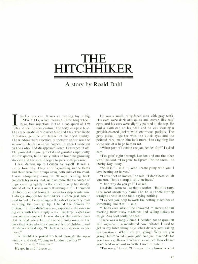 Roald Dahl's The Hitchhiker Story | PDF