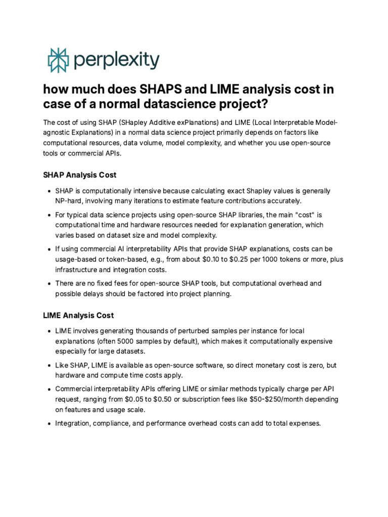 How Much Does SHAPS and LIME Analysis Cost in Case | PDF | Data | Open ...