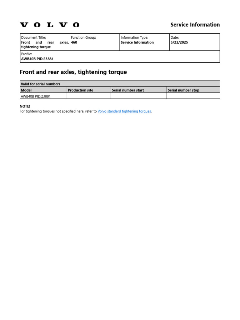 Front Axel Volvo l150e Tightening Torques | PDF | Screw | Nut (Hardware)